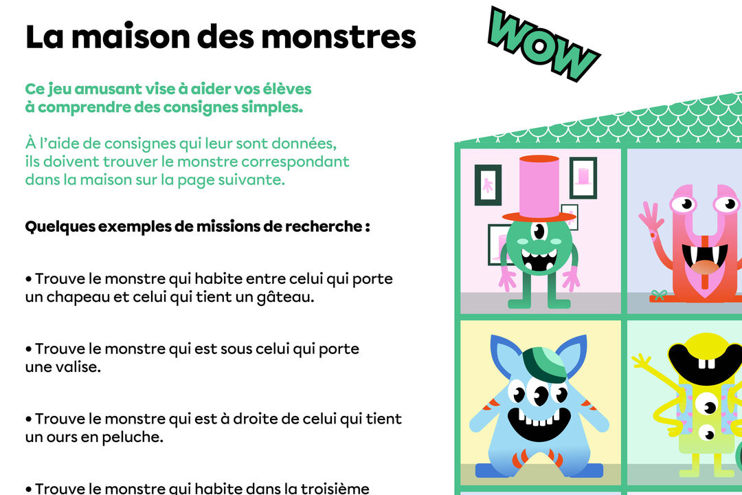 Jeu pédagogique : La maison des monstres | Alloprof