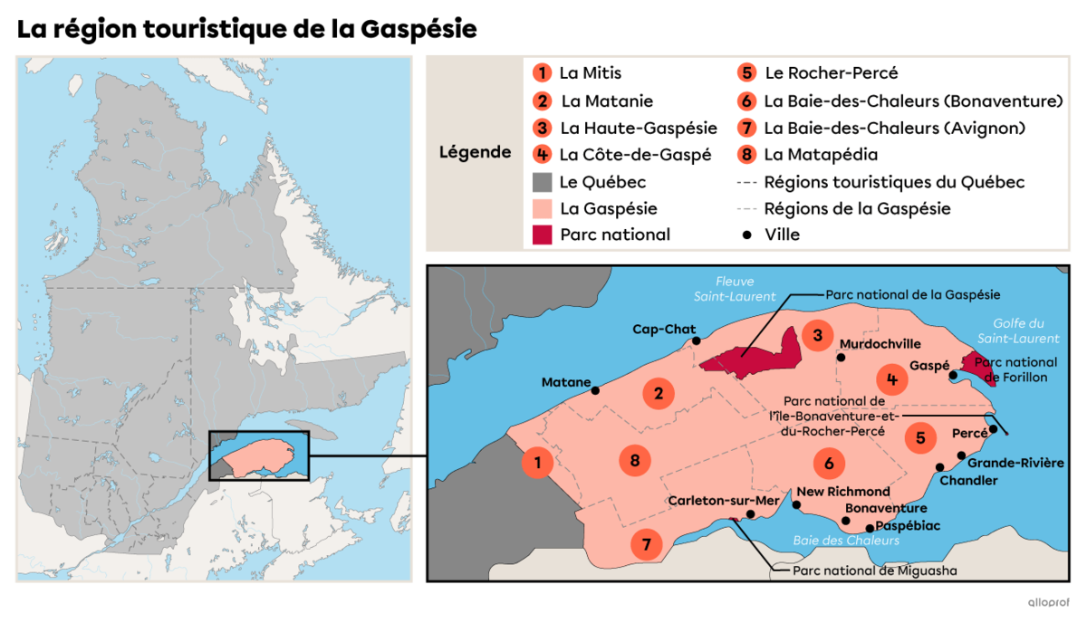 Le territoire touristique du Québec - La Gaspésie | Secondaire | Alloprof