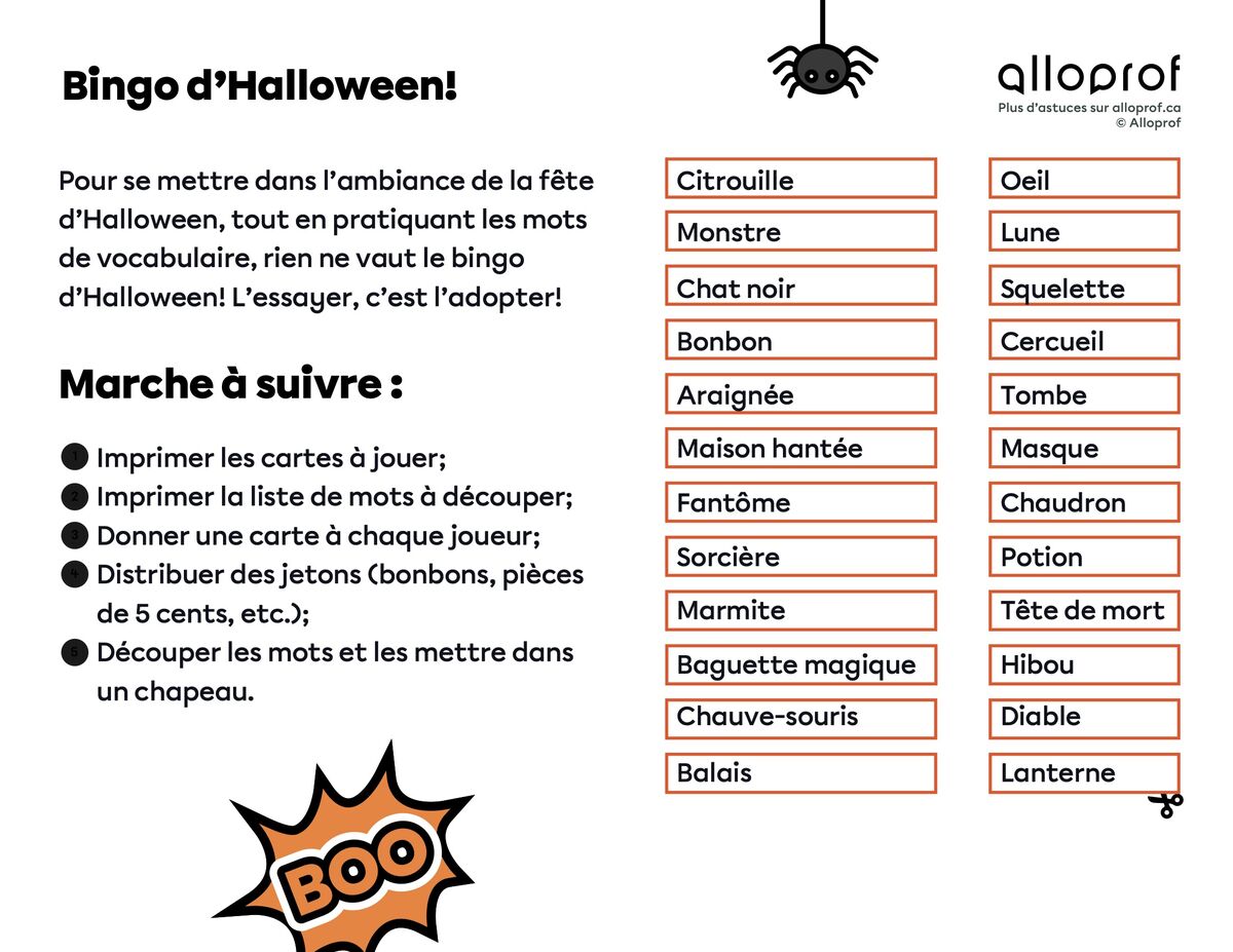 Bingo d’Halloween | Alloprof