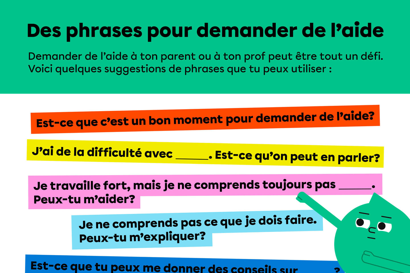 Affiche : Des phrases pour demander de l’aide | Alloprof