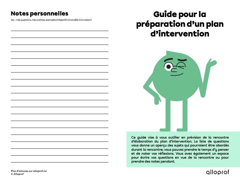 Guide pour la préparation d’un plan d’intervention | Alloprof