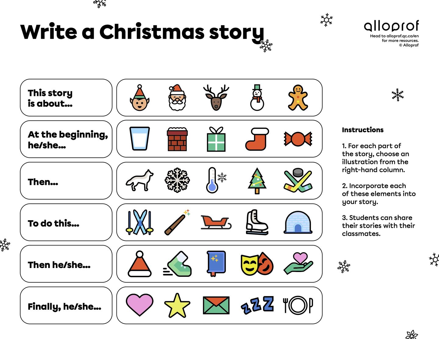 Make up a Christmas Story From a Template | Alloprof