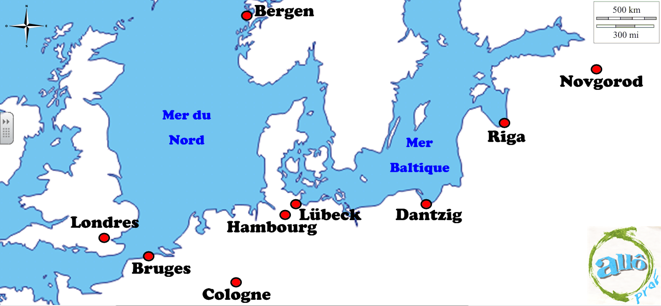 Major European trading cities in the Middle Ages (advanced notions ...