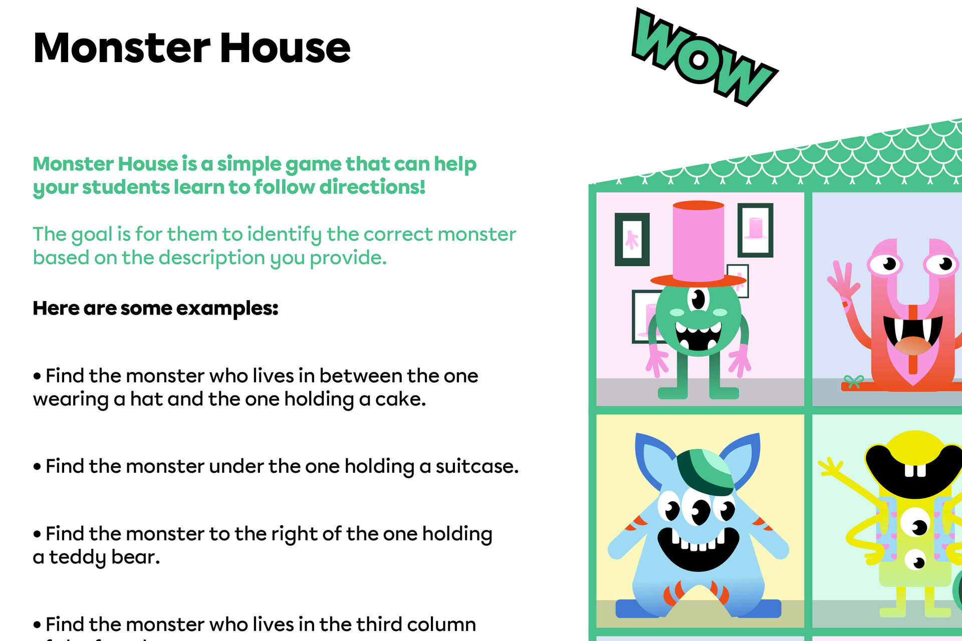 Pedagogical Game: Monster House | Alloprof