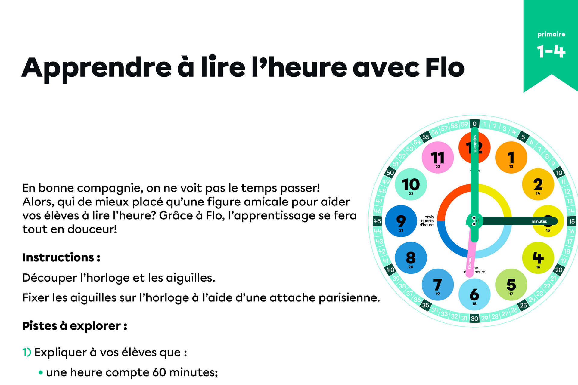 Apprendre à lire l’heure avec Flo | Activité d'apprentissage | Alloprof