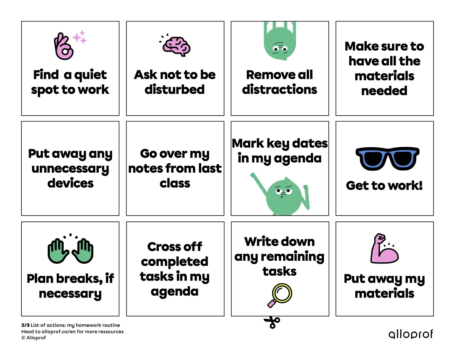 Poster: My Homework Routine in High School | Alloprof