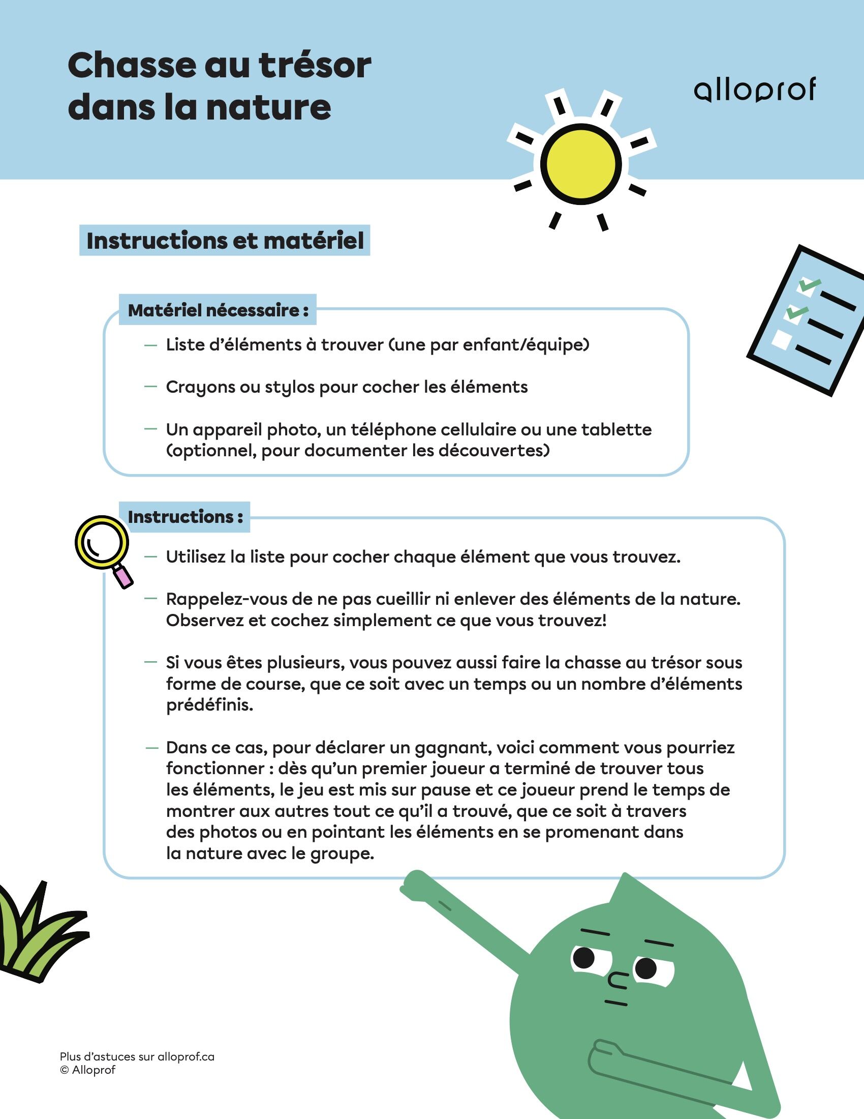 Chasse au trésor dans la nature | Alloprof