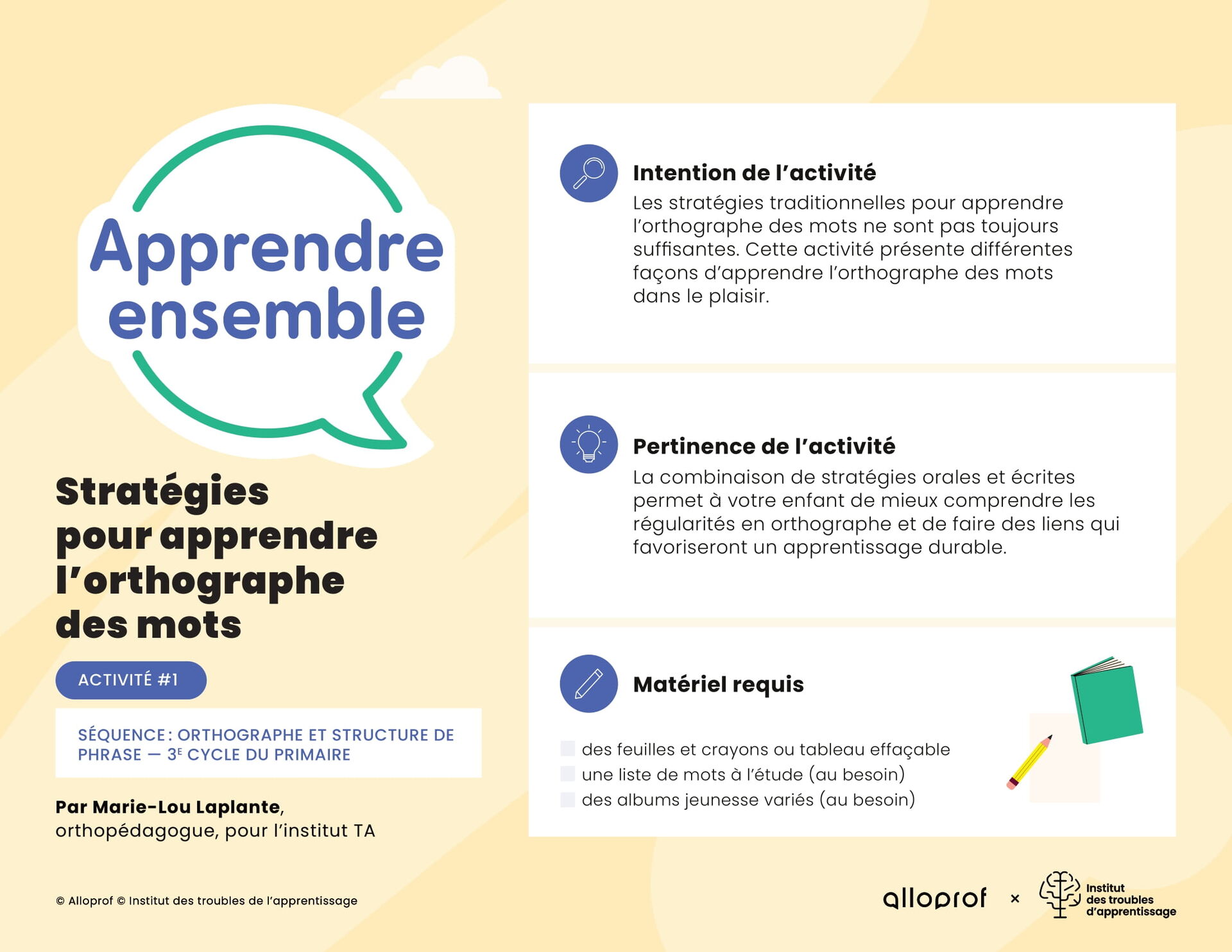 Orthographe et structure de phrases au 3e cycle du primaire | Alloprof