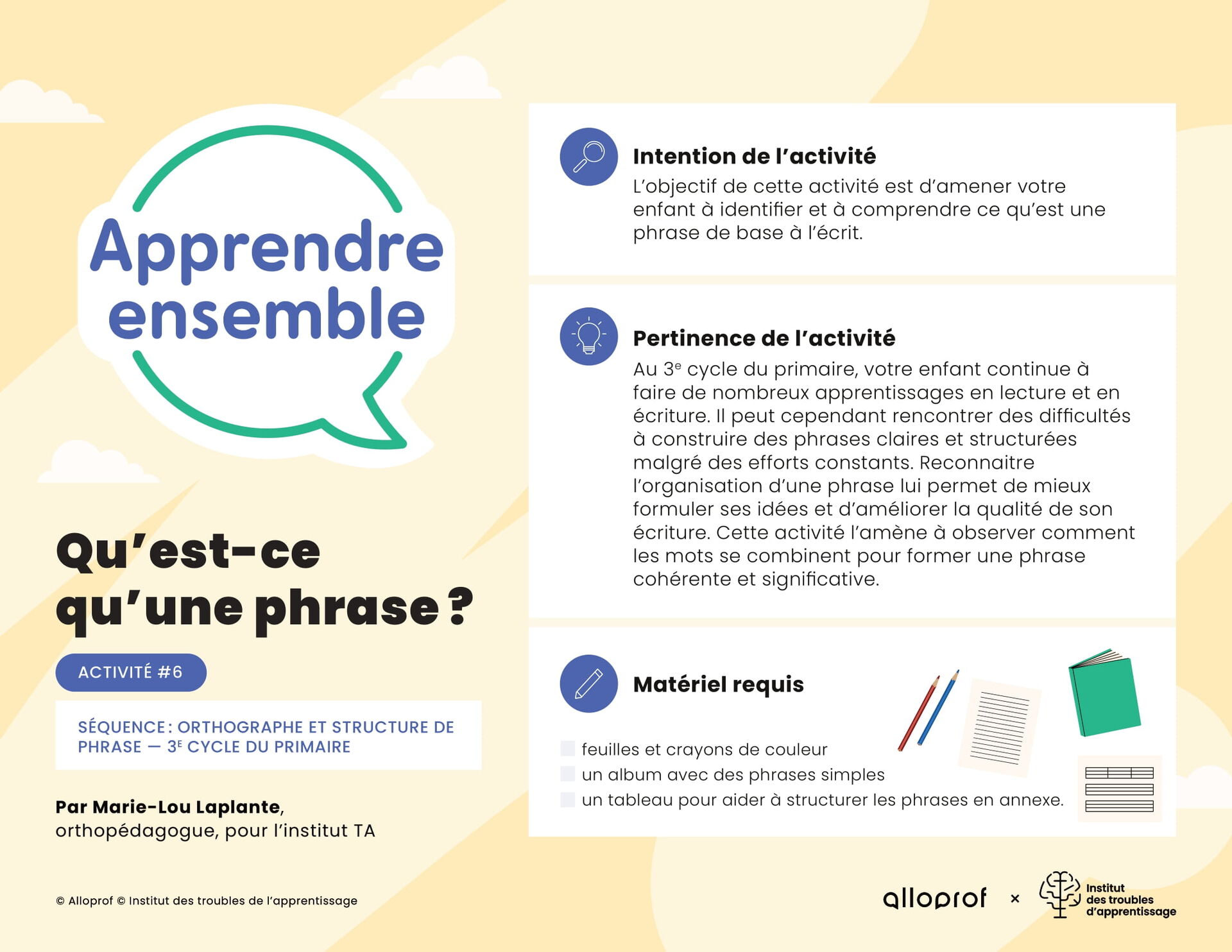 Orthographe et structure de phrases au 3e cycle du primaire | Alloprof