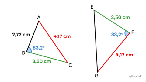 Les conditions minimales d'isométrie des triangles | Secondaire | Alloprof