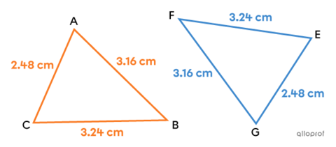 The Minimum Conditions for Congruent Triangles | Secondaire | Alloprof