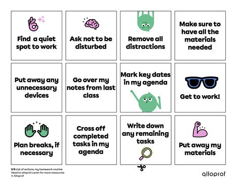 Poster: My Homework Routine in High School | Alloprof