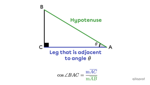 The Trigonometric Ratio of Cosine | Secondaire | Alloprof