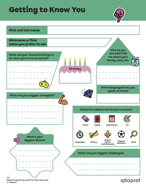Back-to-School Questionnaire – Getting to Know You | Alloprof