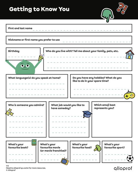 Back-to-School Questionnaire – Getting to Know You | Alloprof