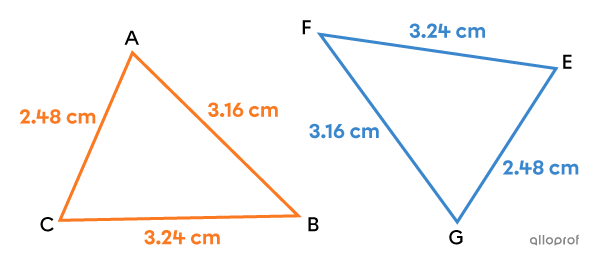 The Minimum Conditions for Congruent Triangles | Secondaire | Alloprof