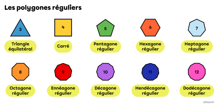Le périmètre et l'aire des polygones réguliers | Secondaire | Alloprof
