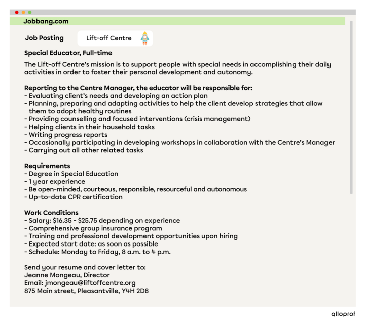 The Job Search: Job Postings, Resumes and Cover Letters | Secondaire ...